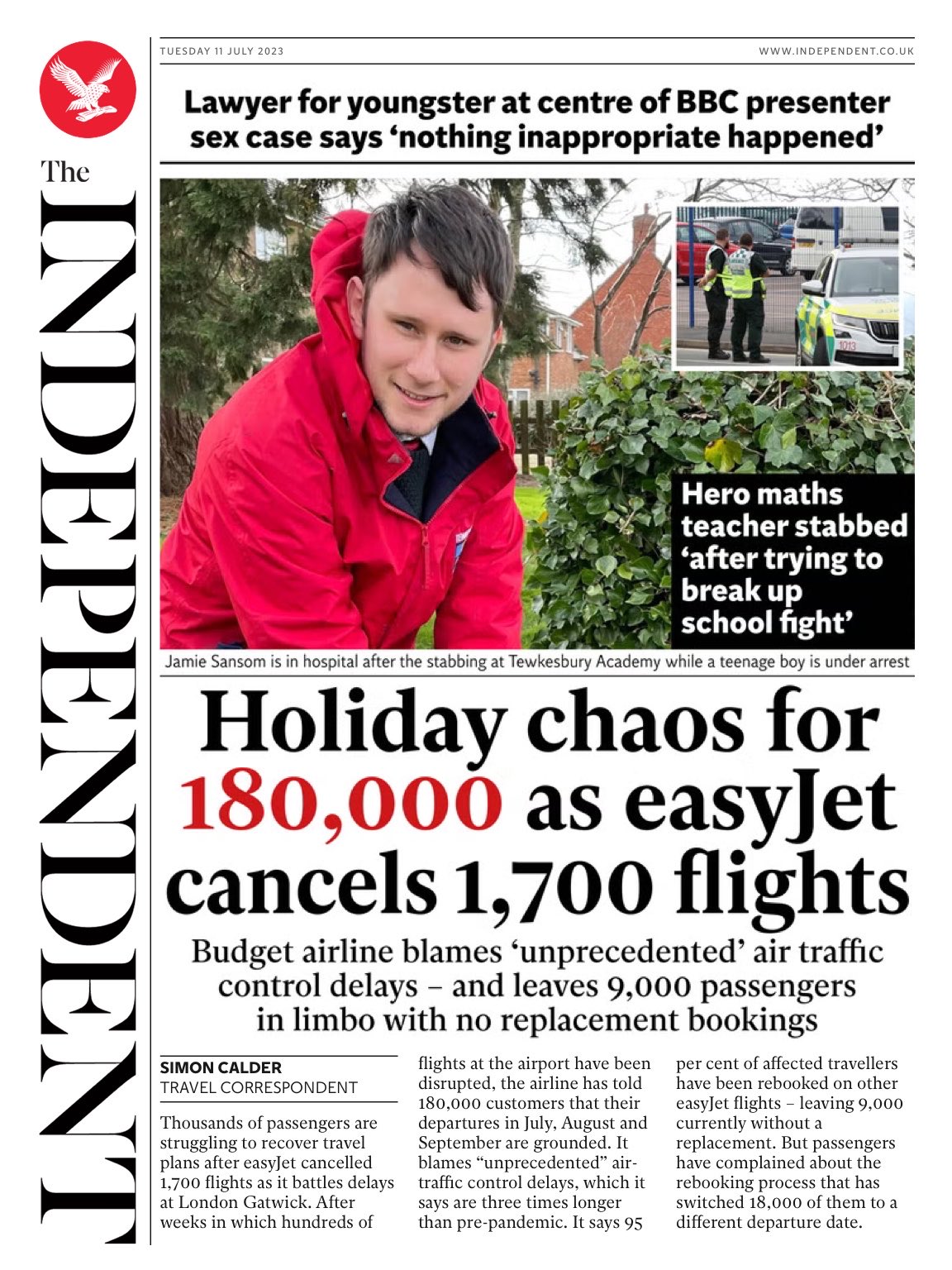 Independent Front Page 11th of July 2023 - Tomorrow's Papers Today!