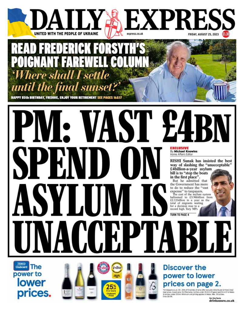 Daily Express Front Page 25th of August 2023 - Tomorrow's Papers Today!