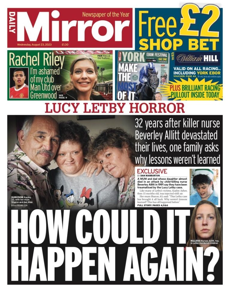 Daily Mirror Front Page 23rd of August 2023 - Tomorrow's Papers Today!