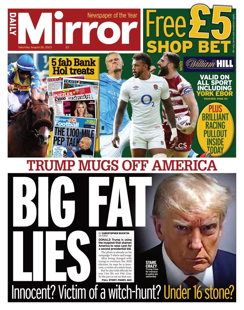 Daily Mirror Front Page 26th of August 2023 - Tomorrow's Papers Today!