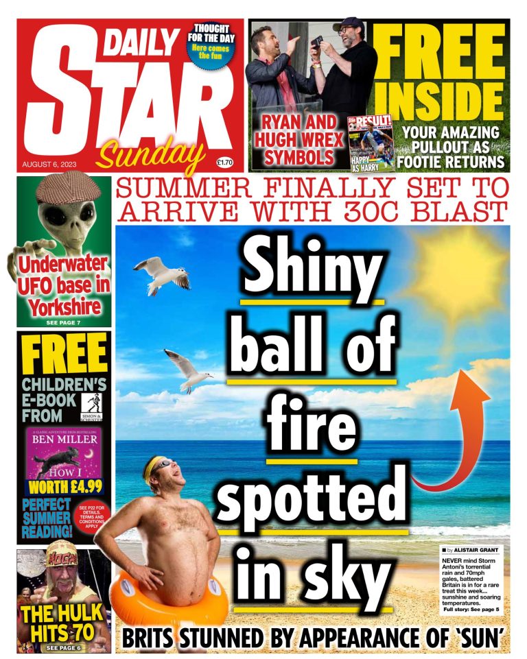 Daily Star Sunday Front Page 6th of August 2023 - Tomorrow's Papers Today!