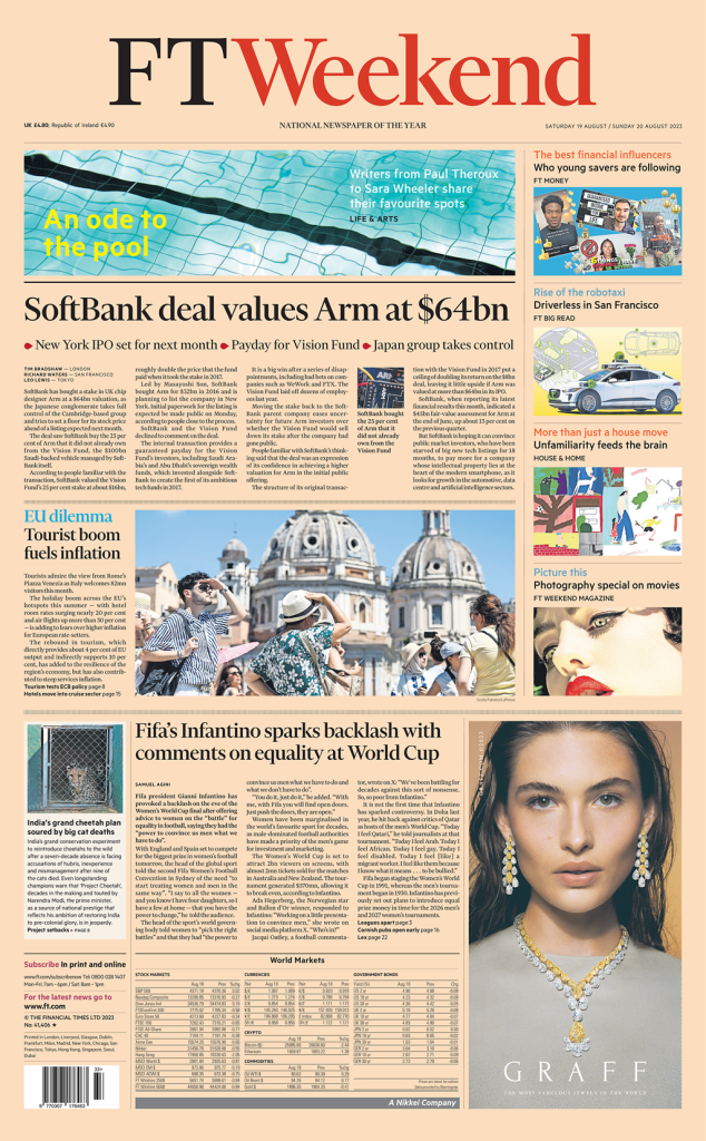 Financial Times Front Page 19th of August 2023 - Tomorrow's Papers Today!