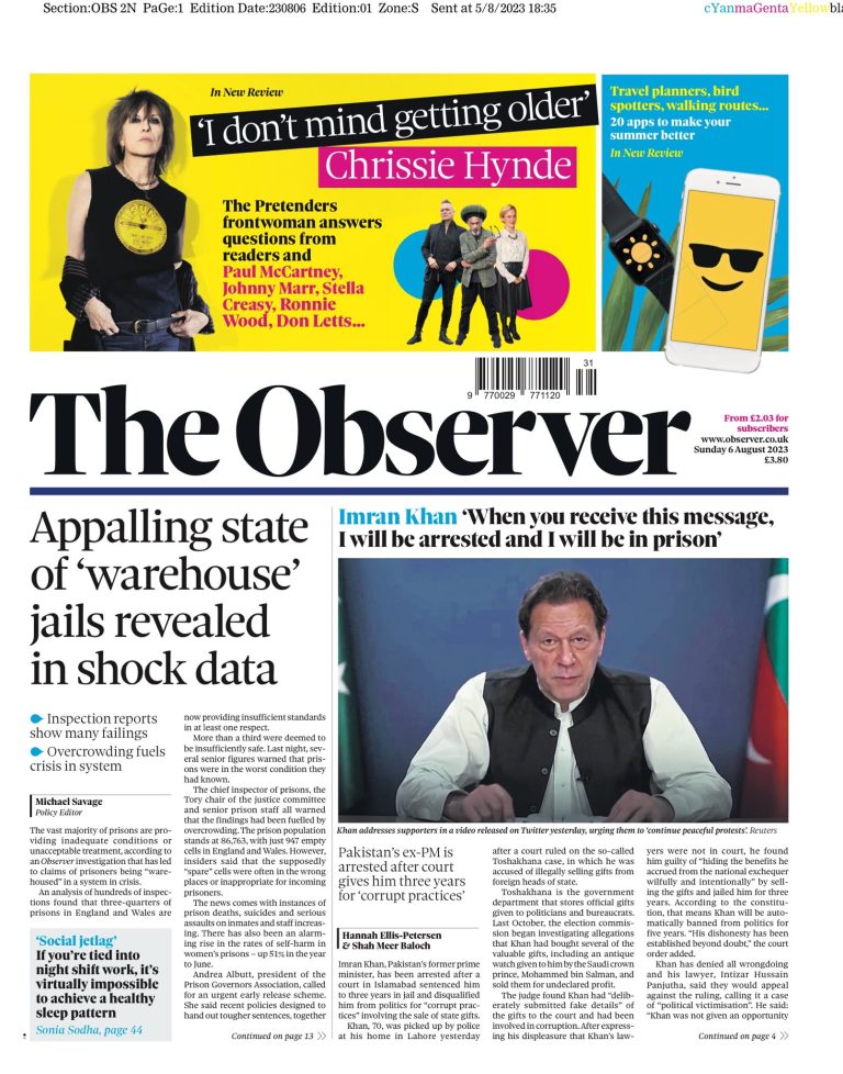 Observer Front Page 6th of August 2023 - Tomorrow's Papers Today!