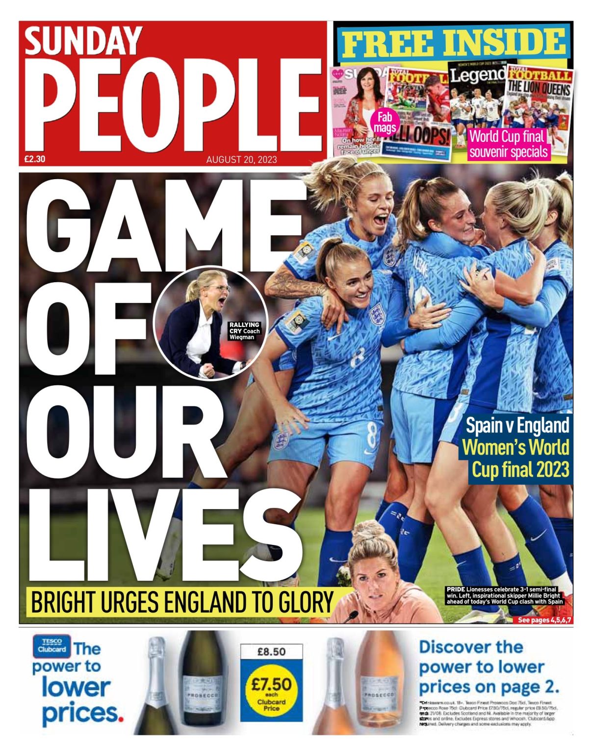 Sunday People Front Page 20th of August 2023 - Tomorrow's Papers Today!