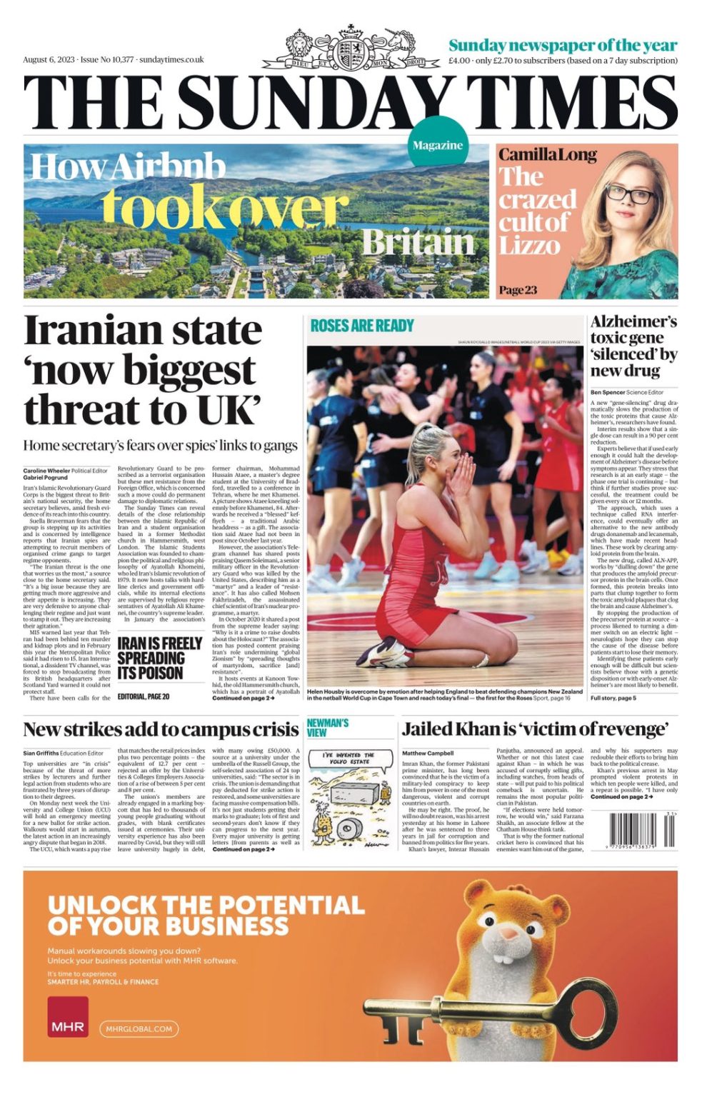 Sunday Times Front Page 6th of August 2023 - Tomorrow's Papers Today!