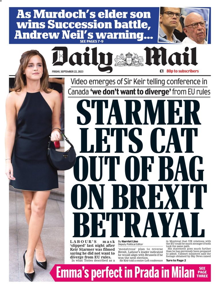 Daily Mail Front Page 22nd of September 2023 - Tomorrow's Papers Today!