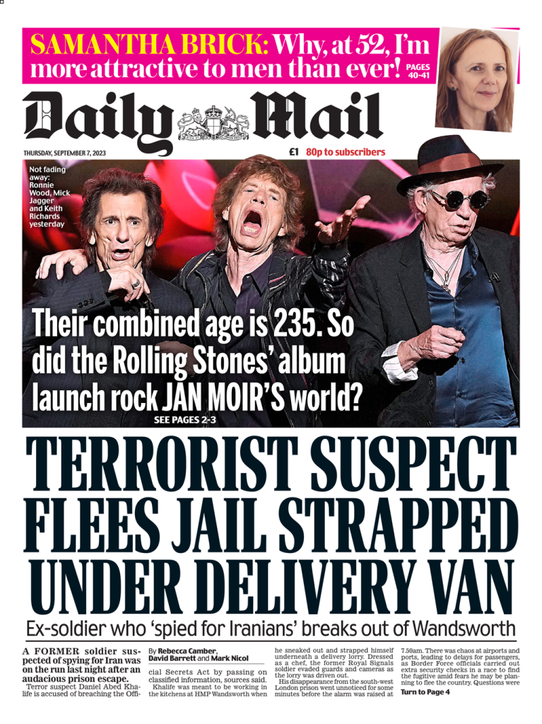 Daily Mail Front Page 7th of September 2023 - Tomorrow's Papers Today!