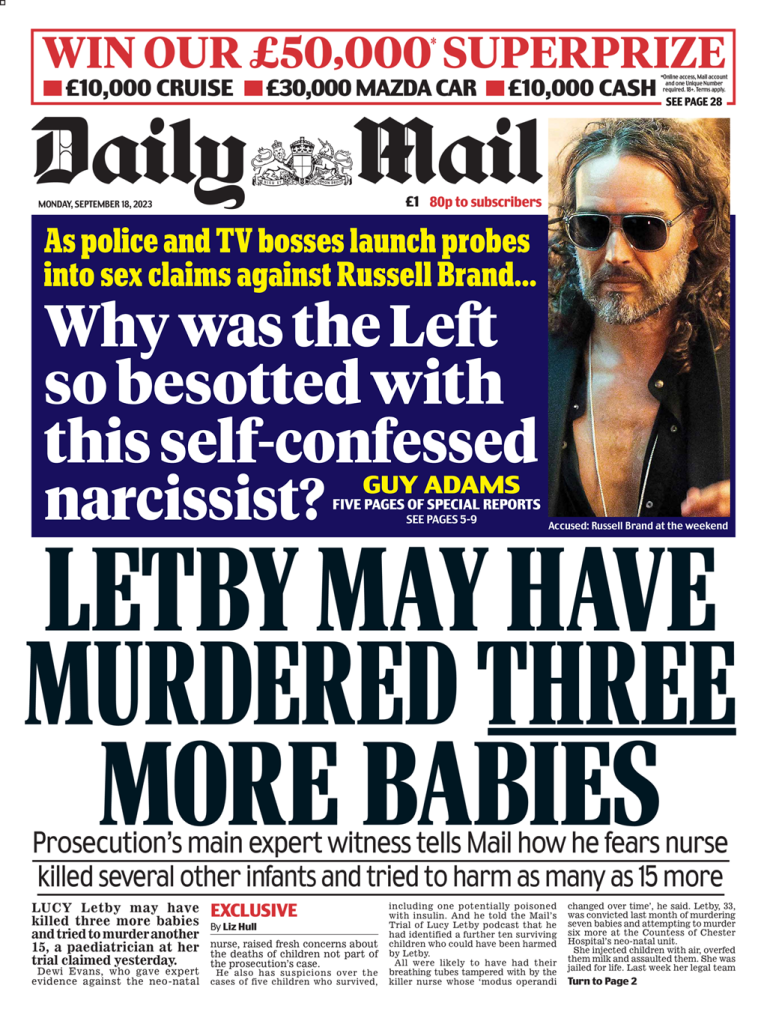 Daily Mail Front Page 18th of September 2023 - Tomorrow's Papers Today!
