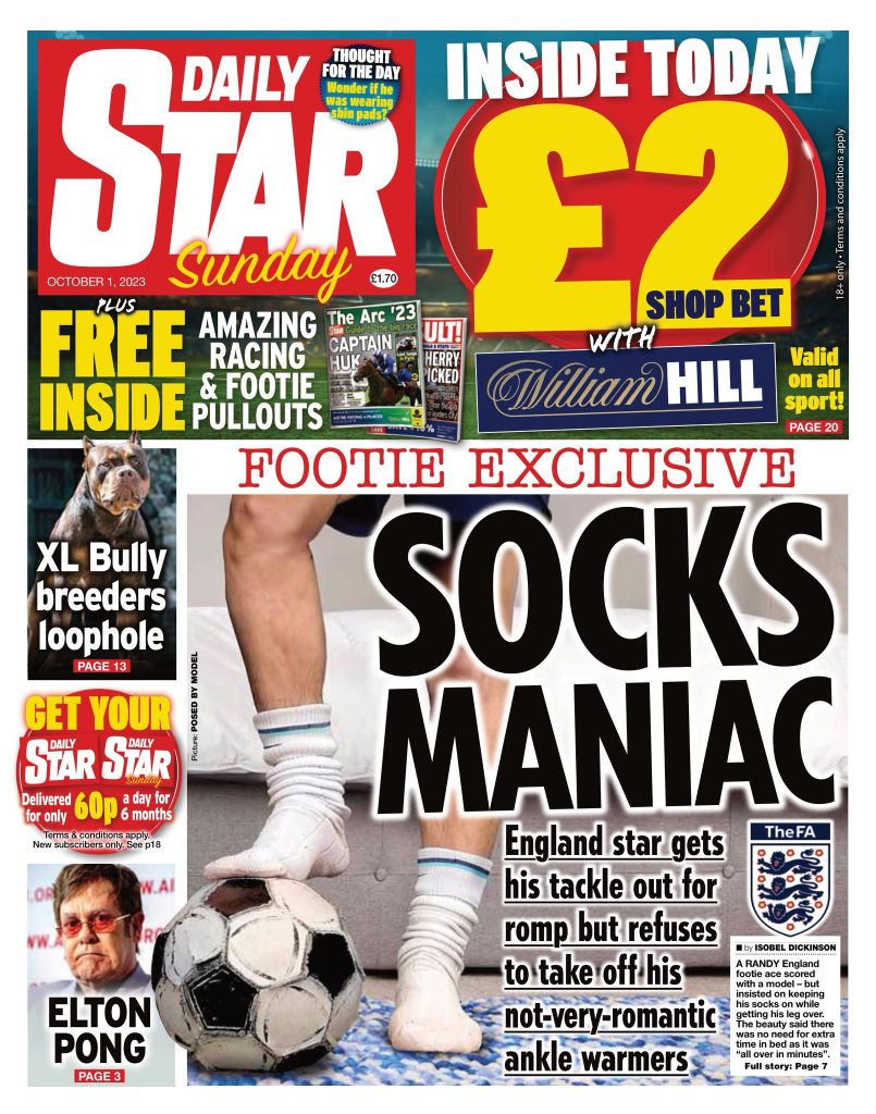 Daily Star Sunday Front Page 1st of October 2023 - Tomorrow's Papers Today!