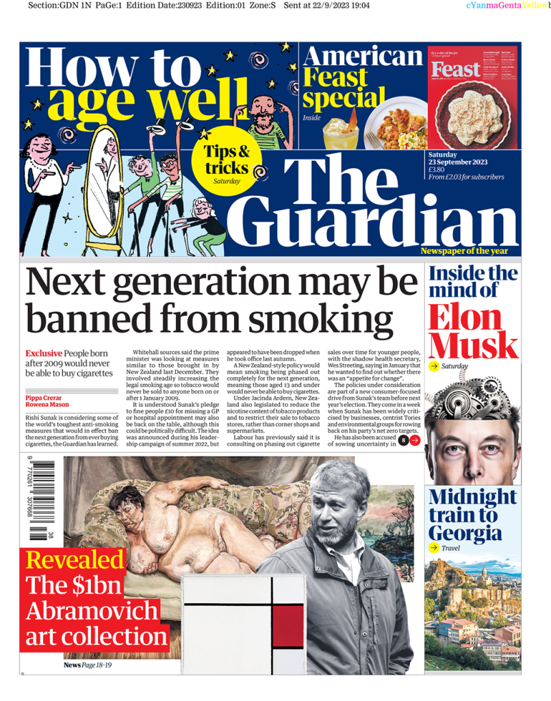 Guardian Front Page 23rd of September 2023 - Tomorrow's Papers Today!
