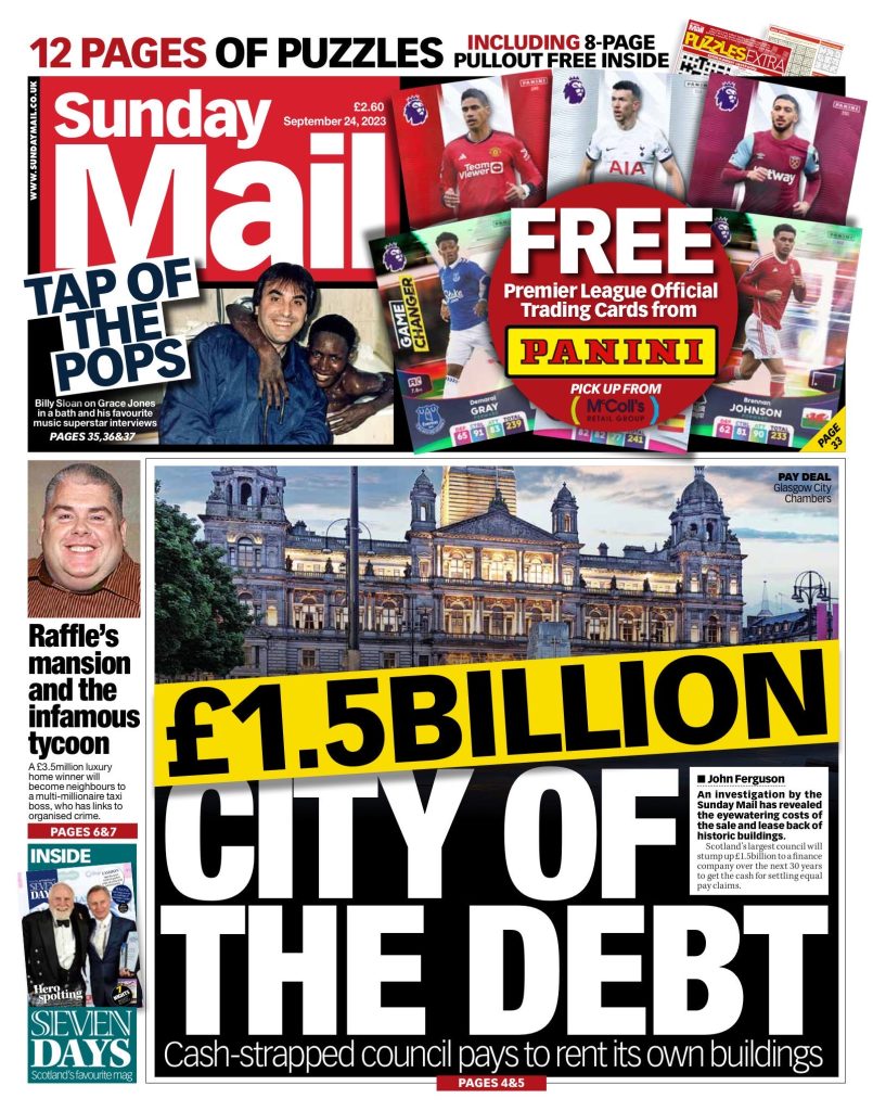 Sunday Mail Front Page 24th of September 2023 - Tomorrow's Papers Today!