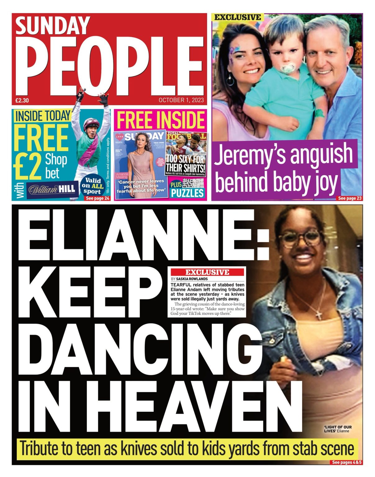 Sunday People Front Page 1st of October 2023 - Tomorrow's Papers Today!