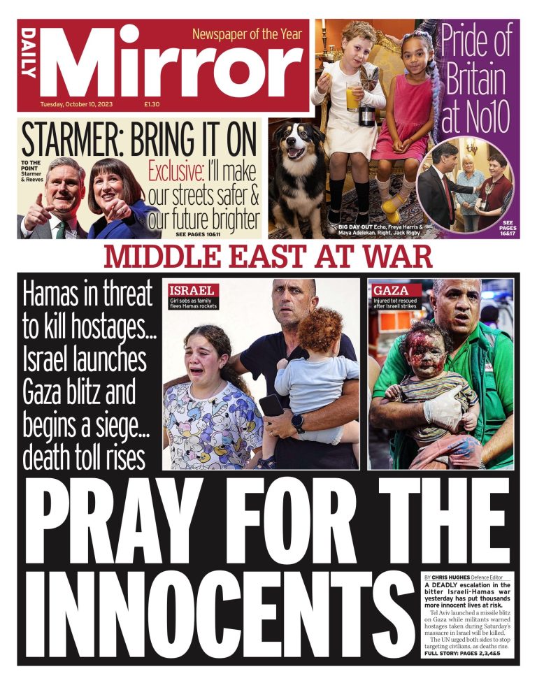 Daily Mirror Front Page 10th of October 2023 - Tomorrow's Papers Today!