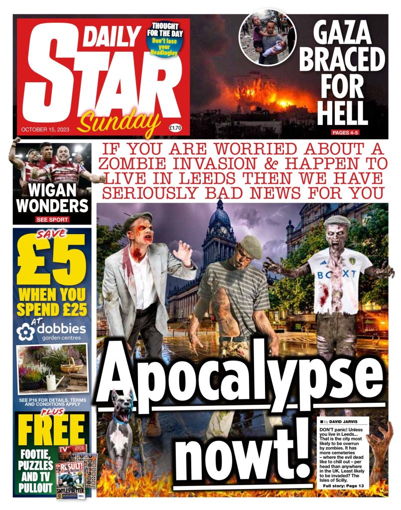 Daily Star Sunday Front Page 15th of October 2023 - Tomorrow's Papers Today!
