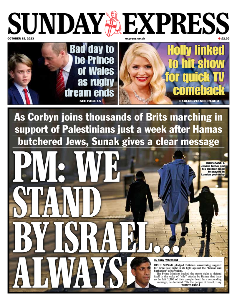 Sunday Express Front Page 15th of October 2023 - Tomorrow's Papers Today!