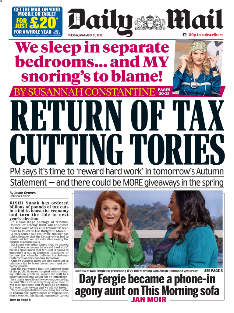 Daily Mail Front Page 21st of November 2023 - Tomorrow's Papers Today!