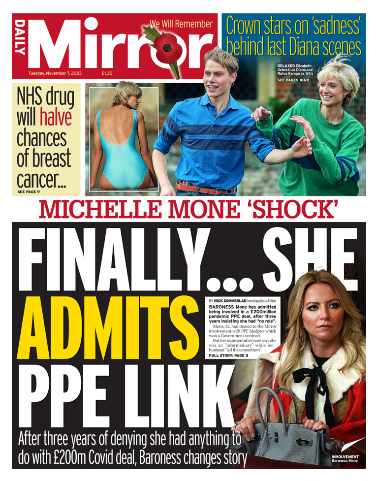 Daily Mirror Front Page 7th of November 2023 - Tomorrow's Papers Today!