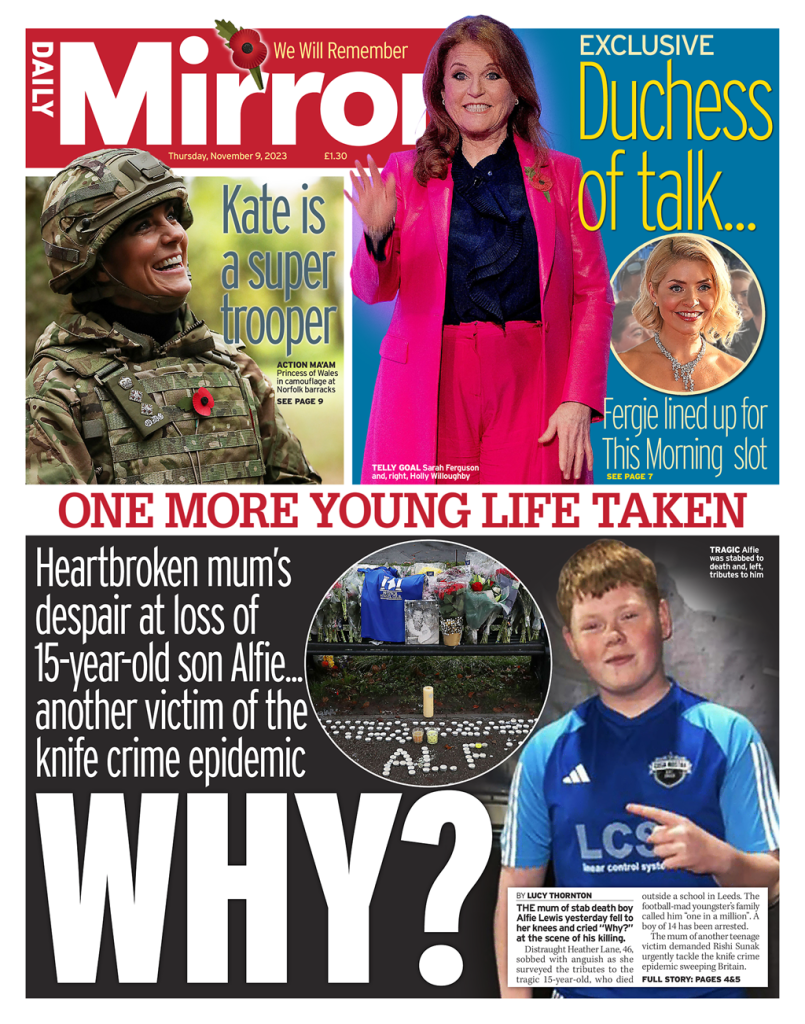 Daily Mirror Front Page 9th of November 2023 - Tomorrow's Papers Today!