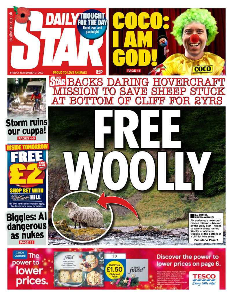 Daily Star Front Page 3rd of November 2023 - Tomorrow's Papers Today!