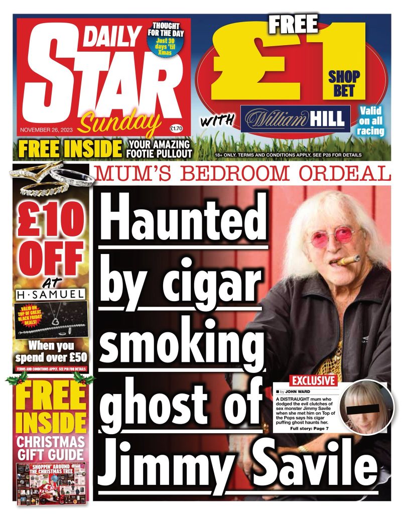 Daily Star Sunday Front Page 26th of November 2023 - Tomorrow's Papers Today!