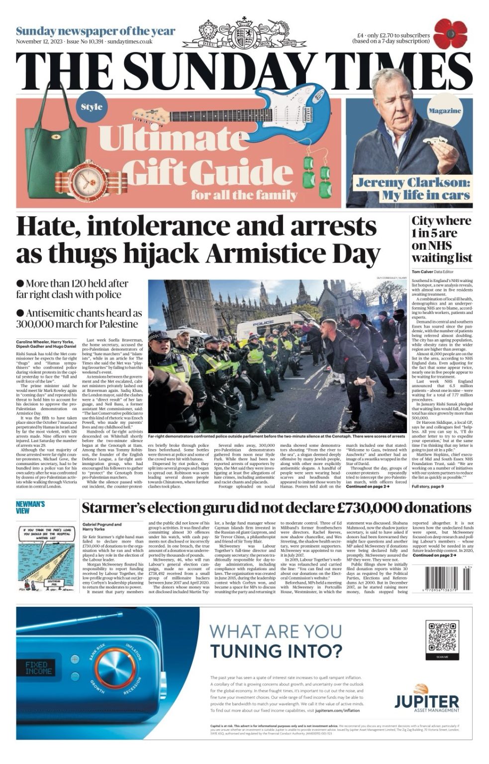 Sunday Times Front Page 12th of November 2023 - Tomorrow's Papers Today!