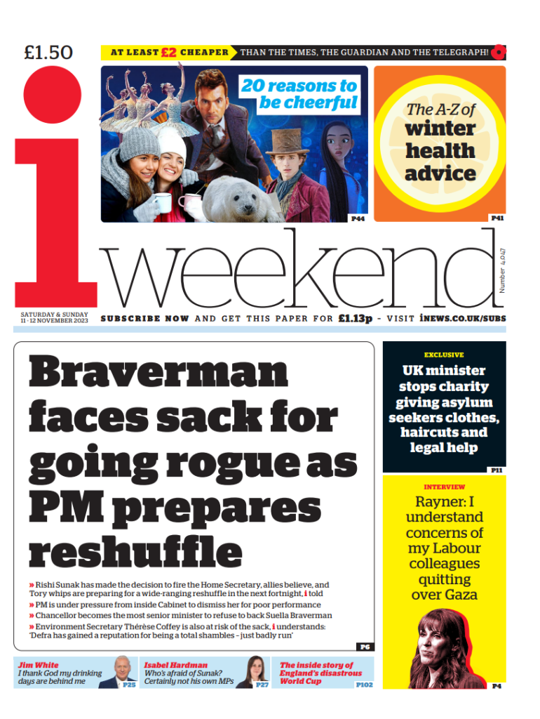 i weekend Front Page 11th of November 2023 - Tomorrow's Papers Today!