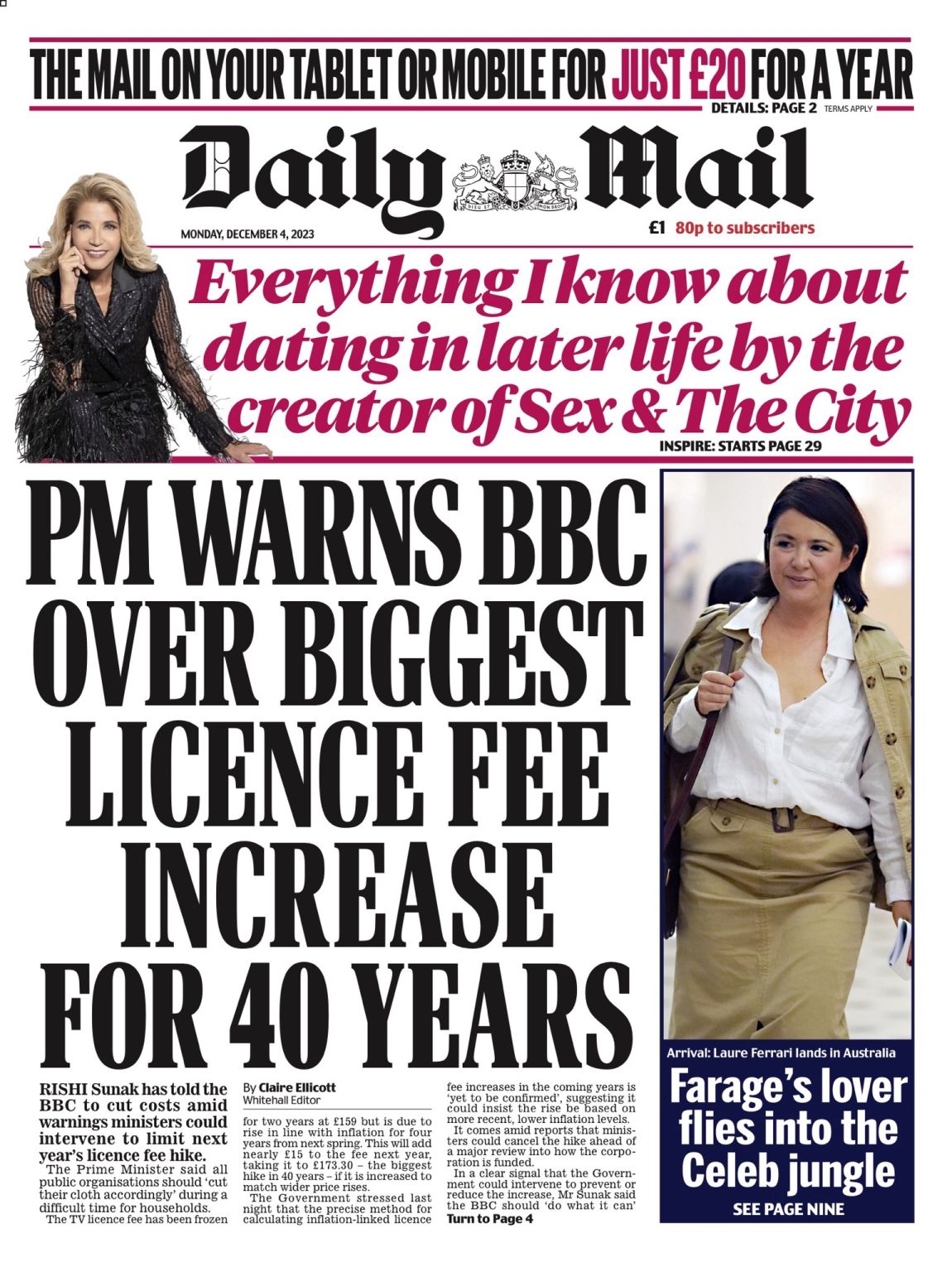 Daily Mail Front Page 4th of December 2023 - Tomorrow's Papers Today!