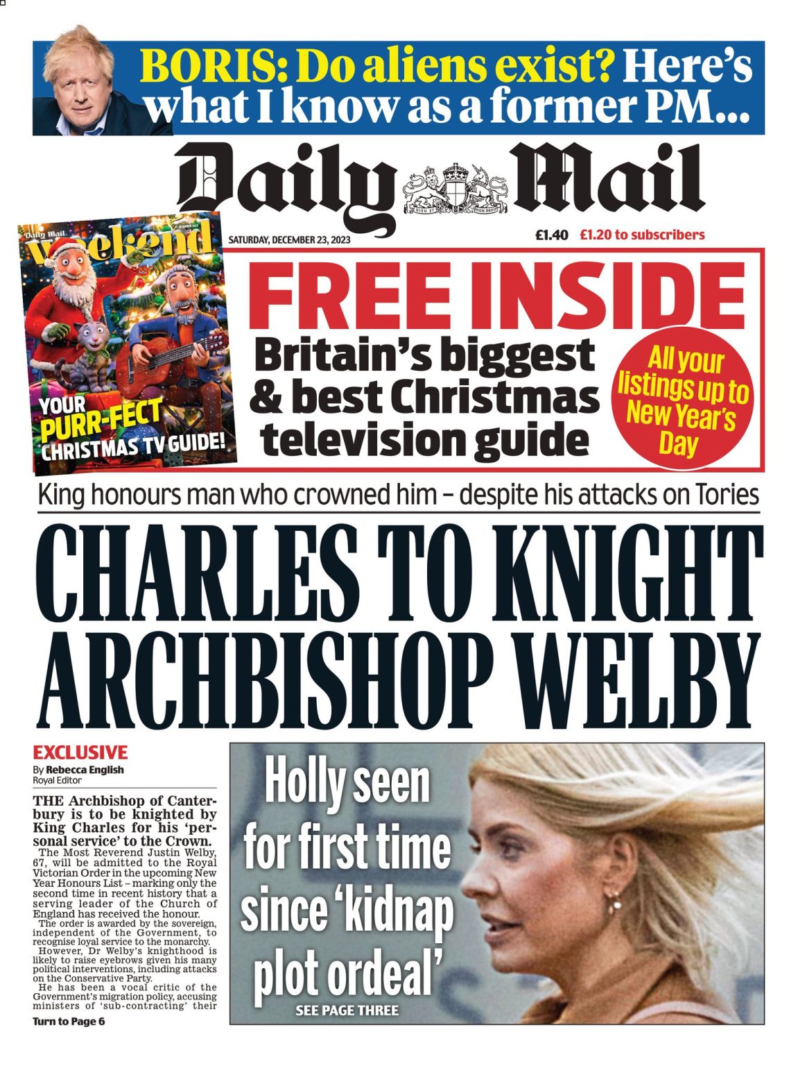 Daily Mail Front Page 23rd of December 2023 - Tomorrow's Papers Today!