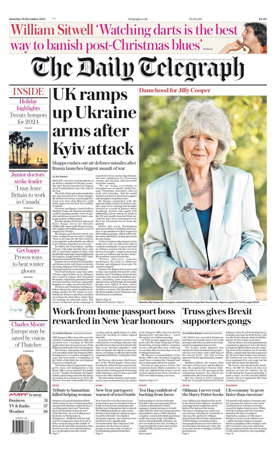 Daily Telegraph Front Page 30th of December 2023 - Tomorrow's Papers Today!