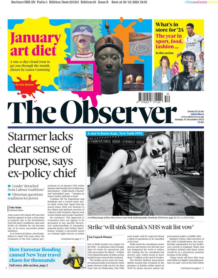Observer Front Page 31st of December 2023 - Tomorrow's Papers Today!
