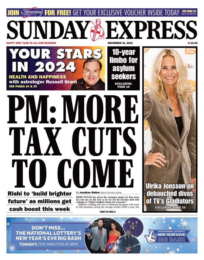 Sunday Express Front Page 31st of December 2023 - Tomorrow's Papers Today!