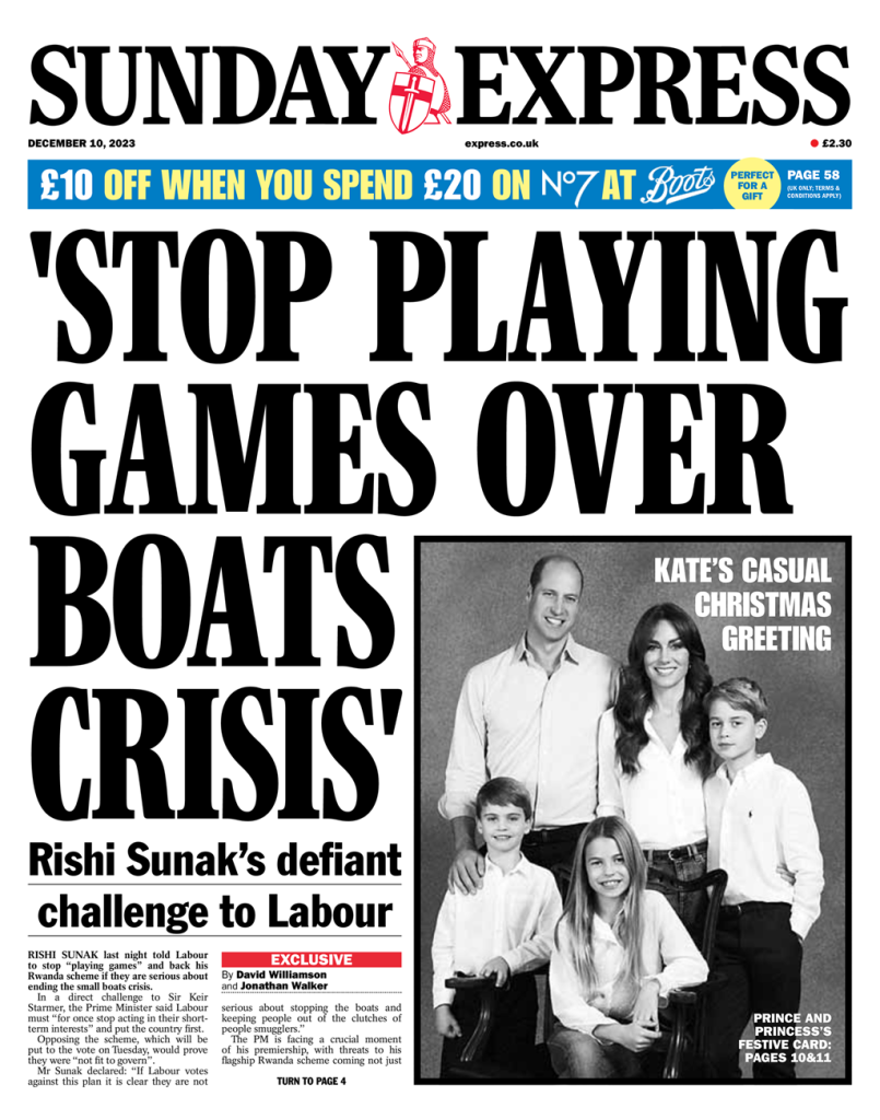 Sunday Express Front Page 10th of December 2023 - Tomorrow's Papers Today!