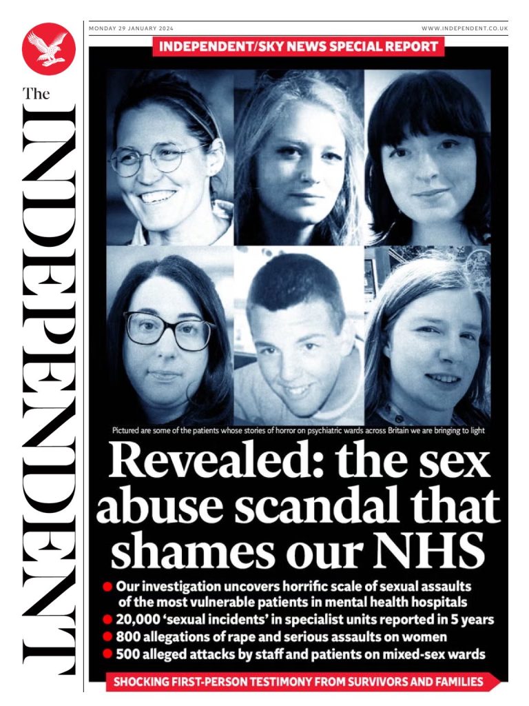 Independent Front Page 29th of January 2024 - Tomorrow's Papers Today!