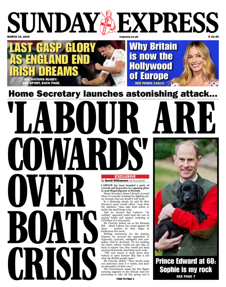 Sunday Express Front Page 10th of March 2024 - Tomorrow's Papers Today!