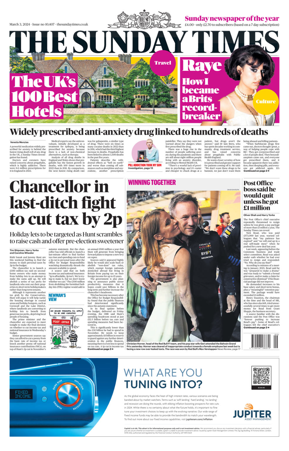 Sunday Times Front Page 3rd of March 2024 - Tomorrow's Papers Today!