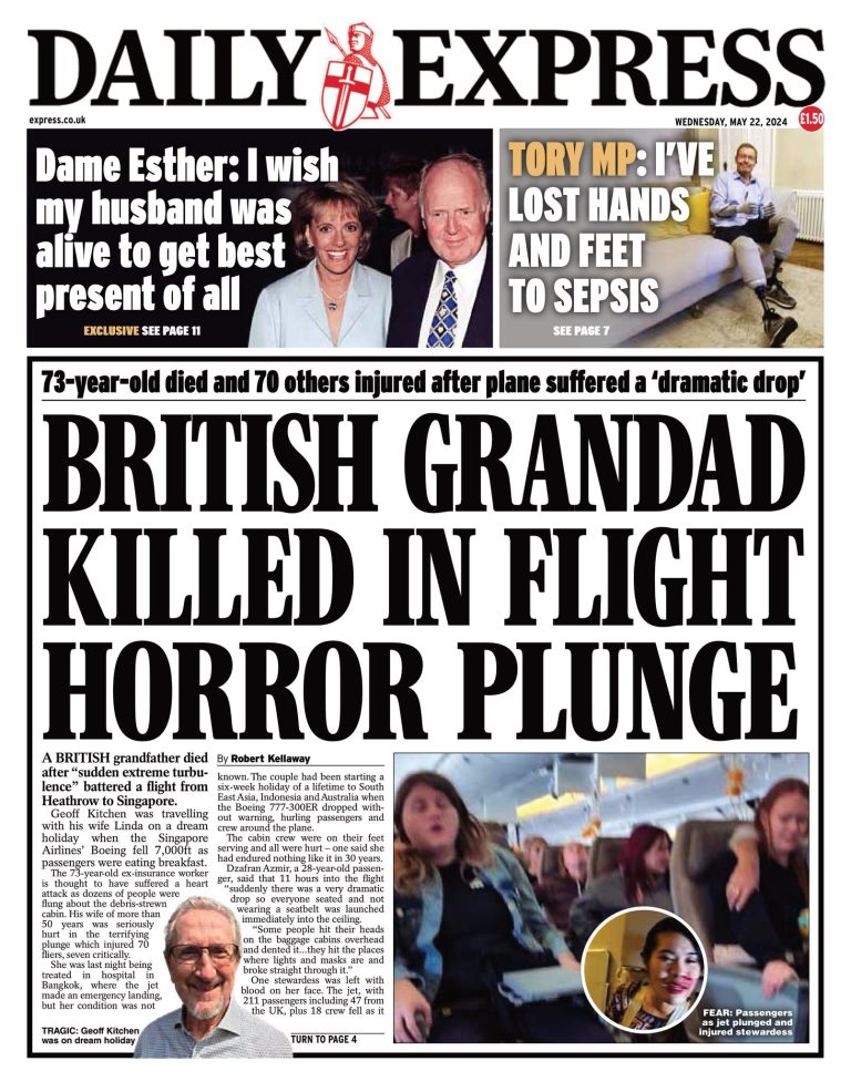 Daily Express Front Page 22nd of May 2024 - Tomorrow's Papers Today!