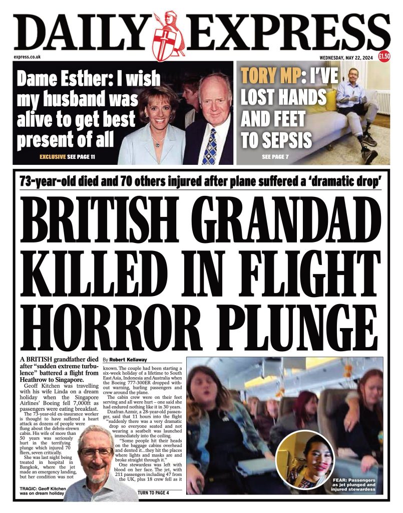 Daily Express Front Page 22nd of May 2024 - Tomorrow's Papers Today!