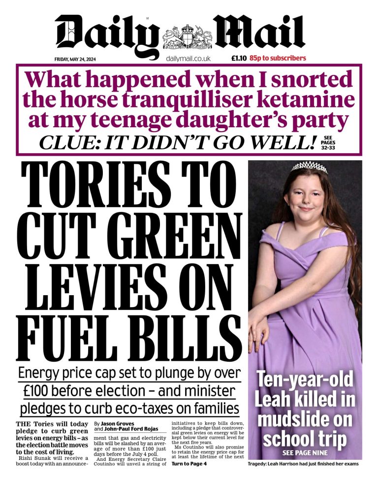 Daily Mail Front Page 24th of May 2024 - Tomorrow's Papers Today!