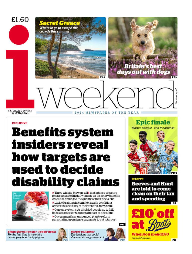 i Weekend Front Page 18th of May 2024 - Tomorrow's Papers Today!