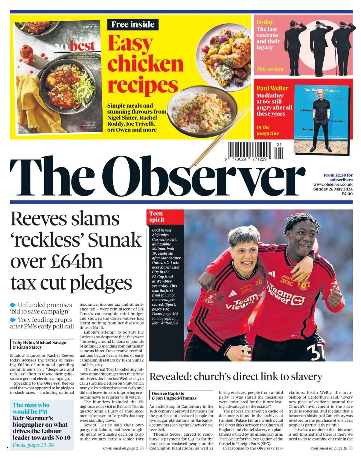 Observer Front Page 26th of May 2024 - Tomorrow's Papers Today!