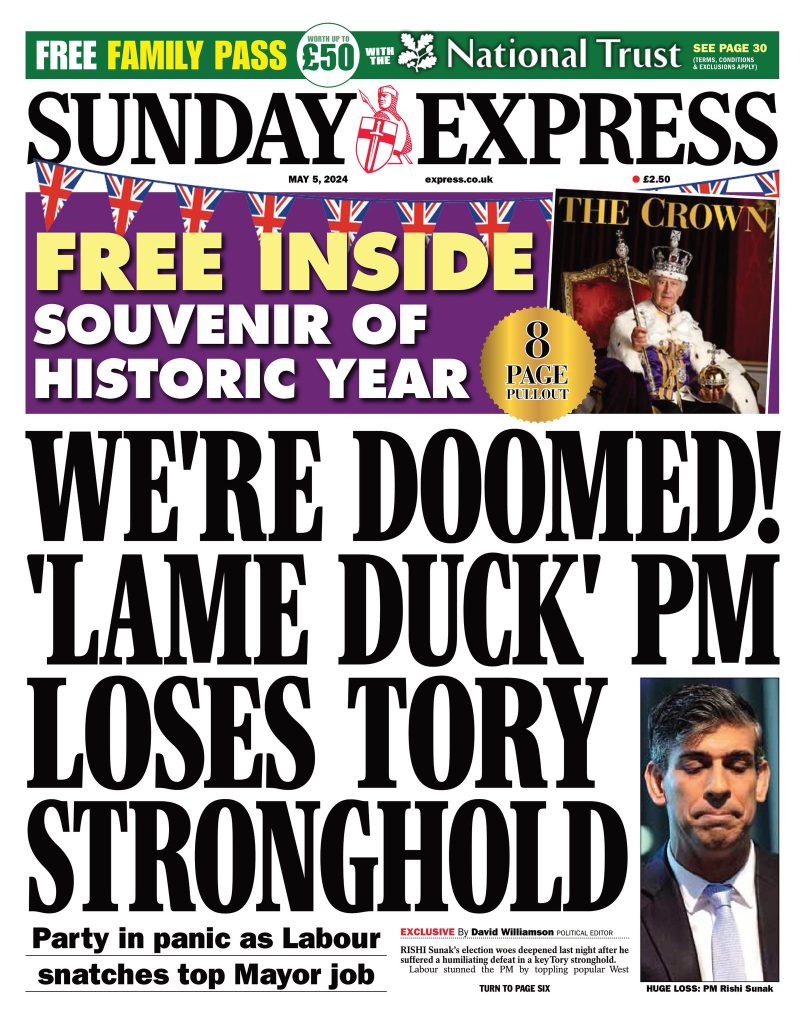 Sunday Express Front Page 5th of May 2024 - Tomorrow's Papers Today!
