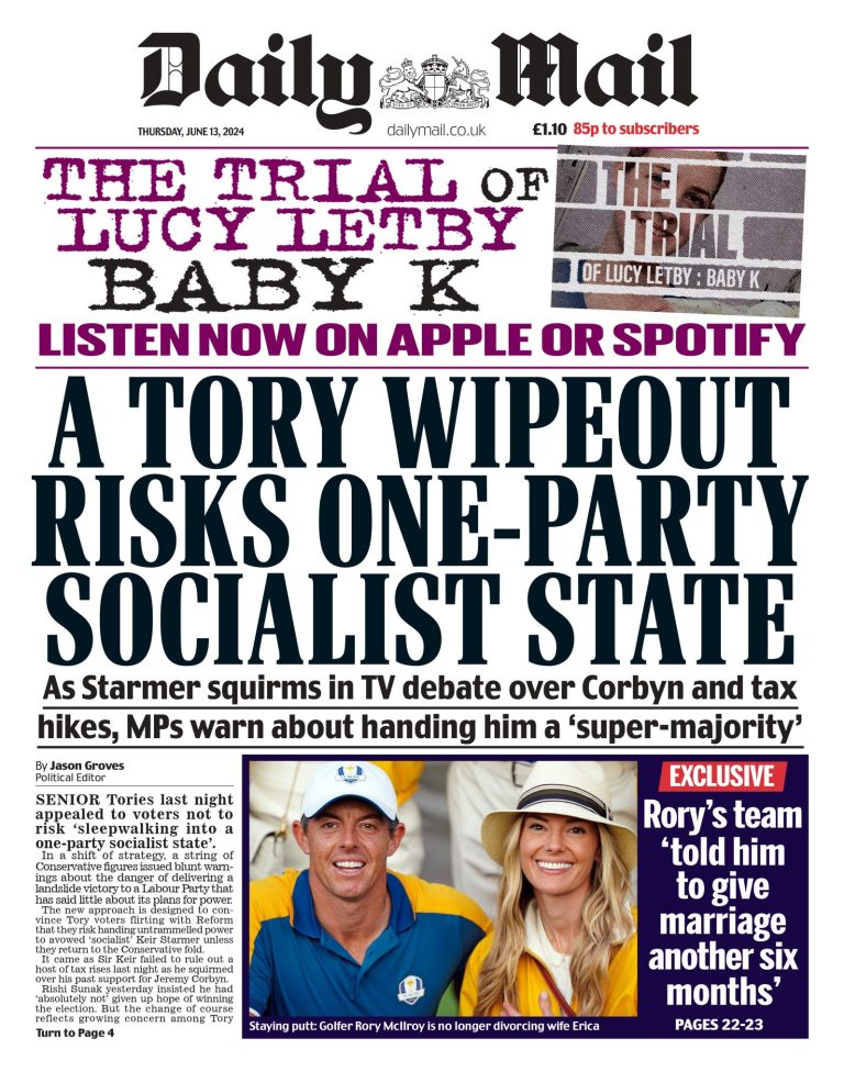 Daily Mail Front Page 13th of June 2024 - Tomorrow's Papers Today!