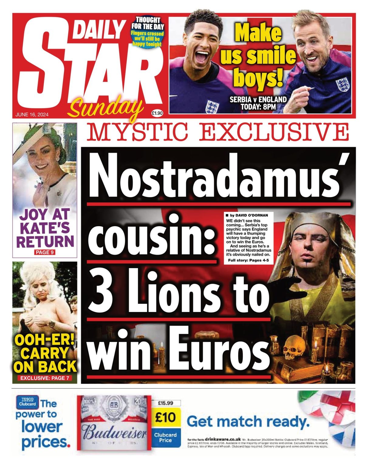 Daily Star Sunday Front Page 16th of June 2024 - Tomorrow's Papers Today!