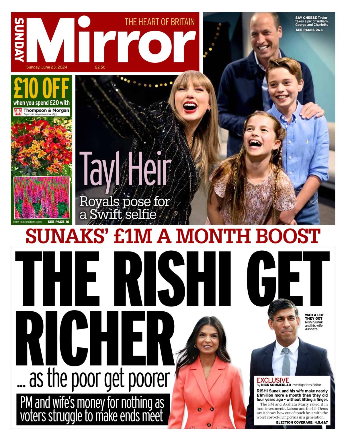 Sunday Mirror Front Page 23rd of June 2024 - Tomorrow's Papers Today!