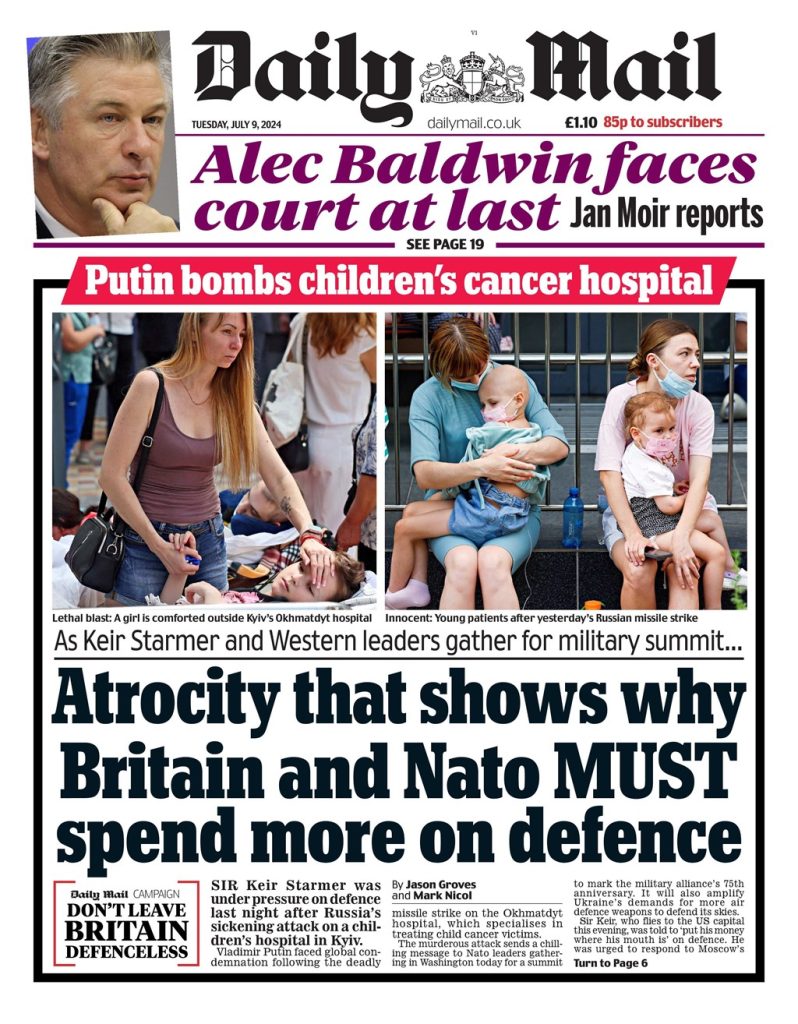 Daily Mail Front Page 9th of July 2024 - Tomorrow's Papers Today!