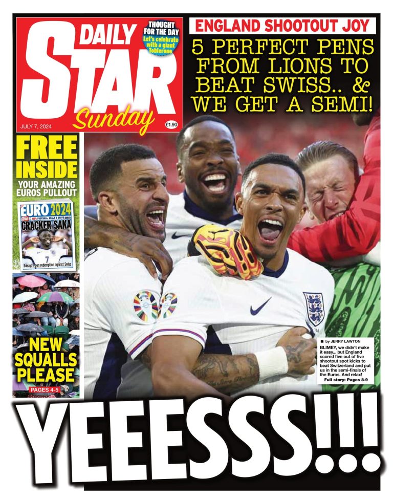 Daily Star Sunday Front Page 7th of July 2024 - Tomorrow's Papers Today!