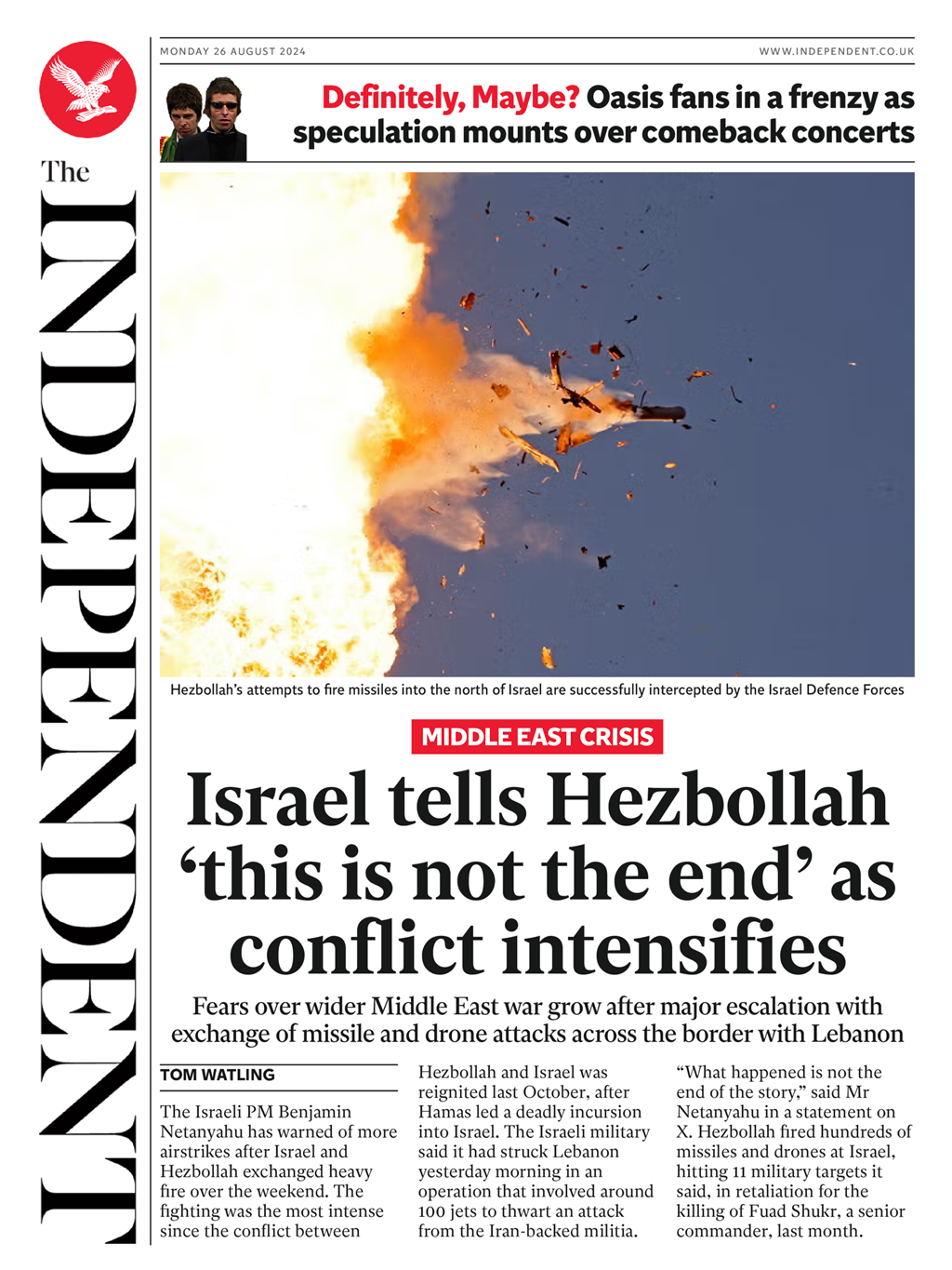 Independent Front Page 26th of August 2024 - Tomorrow's Papers Today!