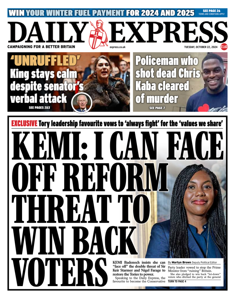 Daily Express Front Page 22nd of October 2024 - Tomorrow's Papers Today!