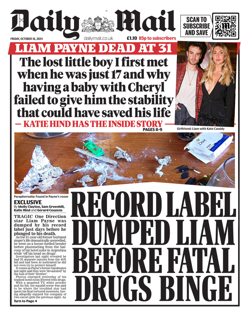 Daily Mail Front Page 18th of October 2024 - Tomorrow's Papers Today!
