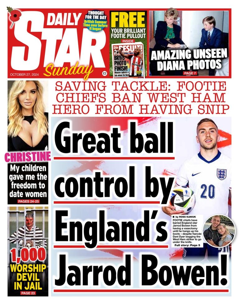 Daily Star Sunday Front Page 27th of October 2024 - Tomorrow's Papers Today!